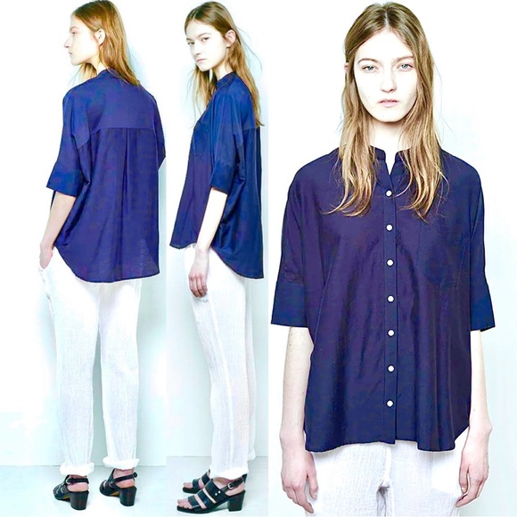 Steven Alan | Tops | Steven Alan Oversized Stand Collar Shirt Short ...